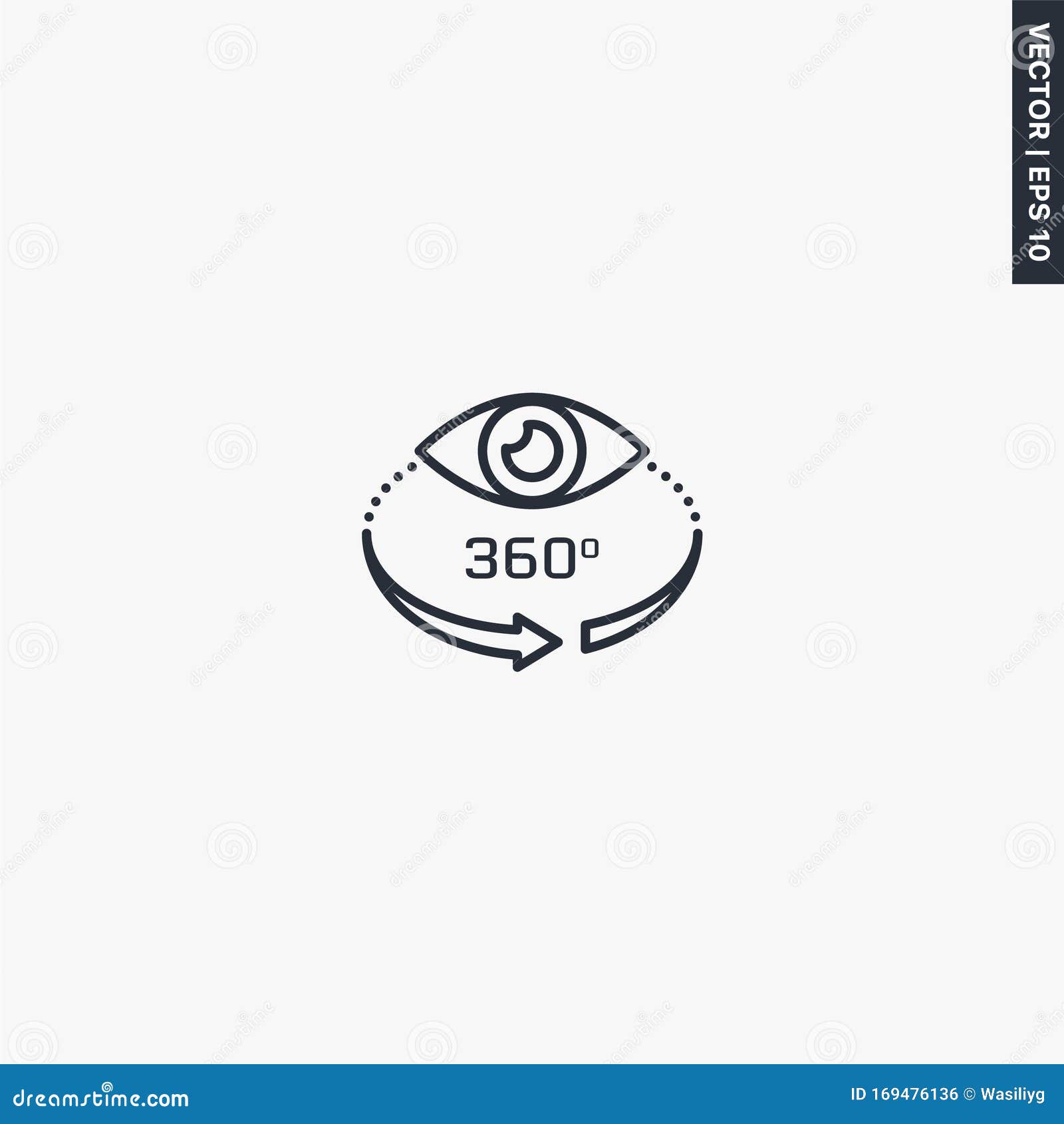 360 View, Linear Style Sign for Mobile Concept and Web Design Stock ...