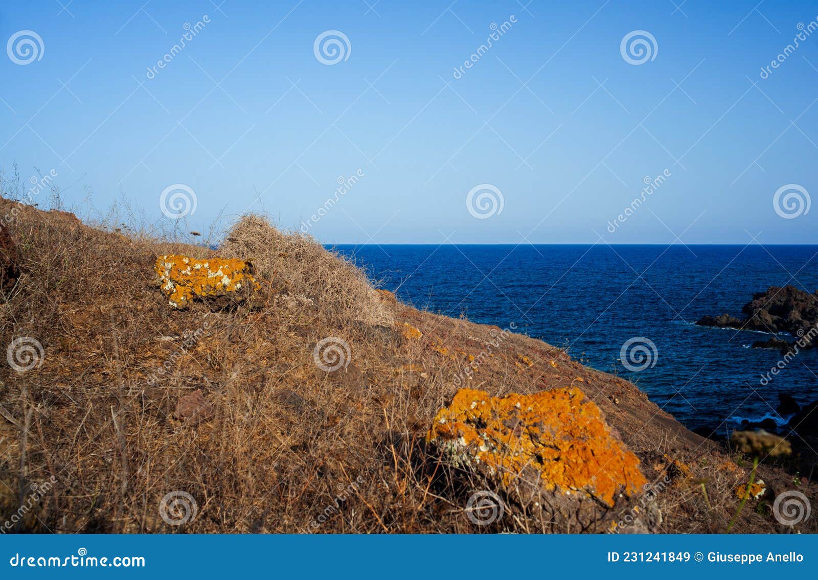 View of the Linosa sea stock image. Image of land, italy - 231241849