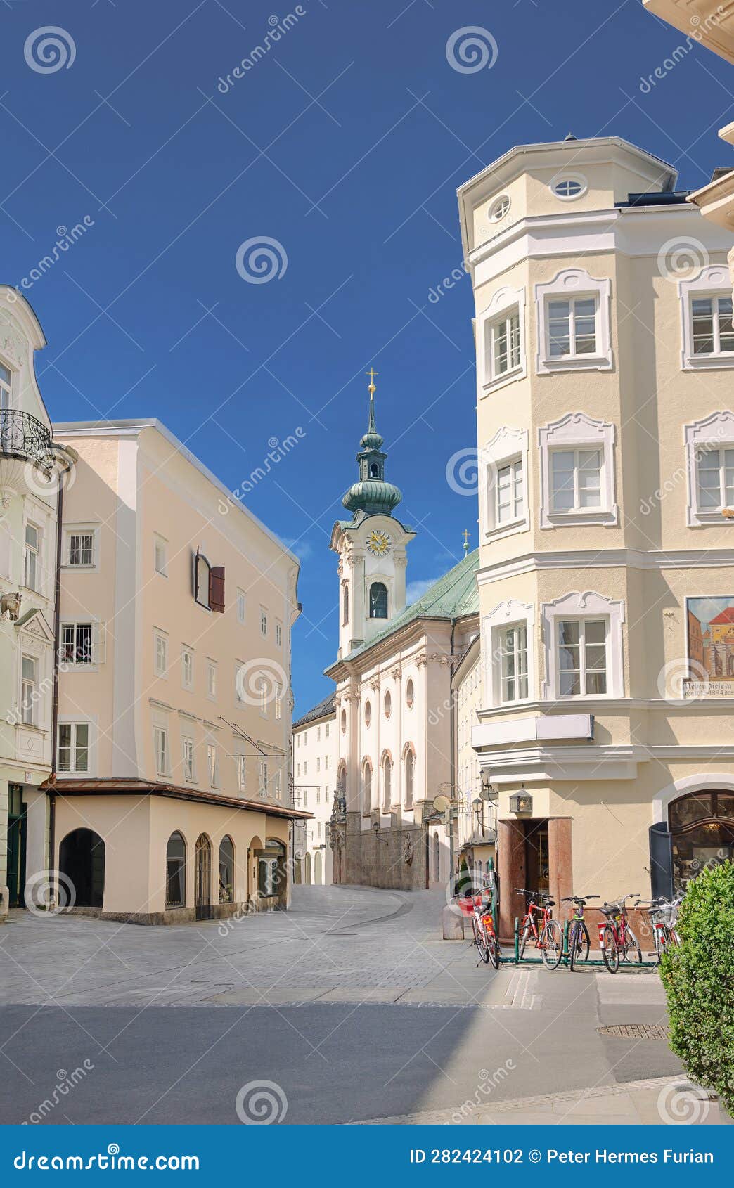 View into Linzer Gasse, Main Access To Historic District of Salzburg ...
