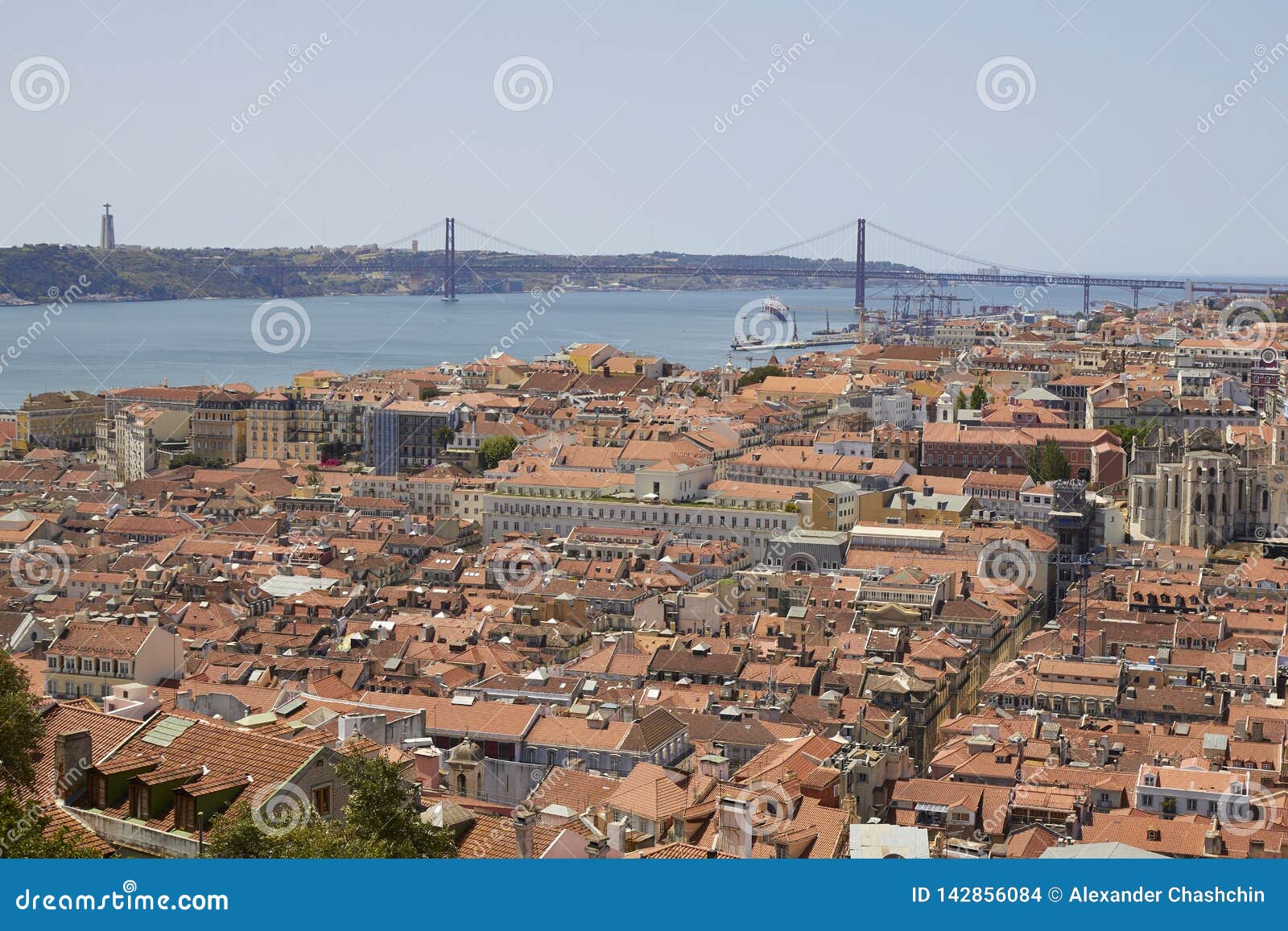 View of Lisbon, River Tagus, Bridge Stock Photo - Image of europe ...