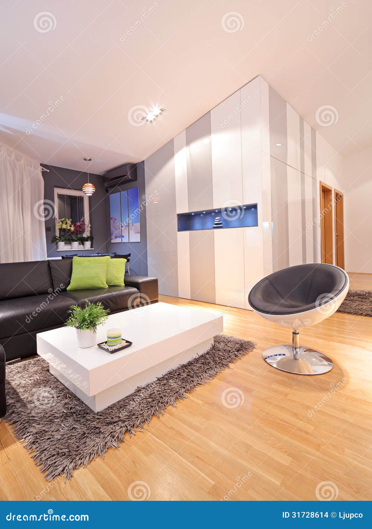View of a Living Room in Apartment Stock Photo - Image of divan ...