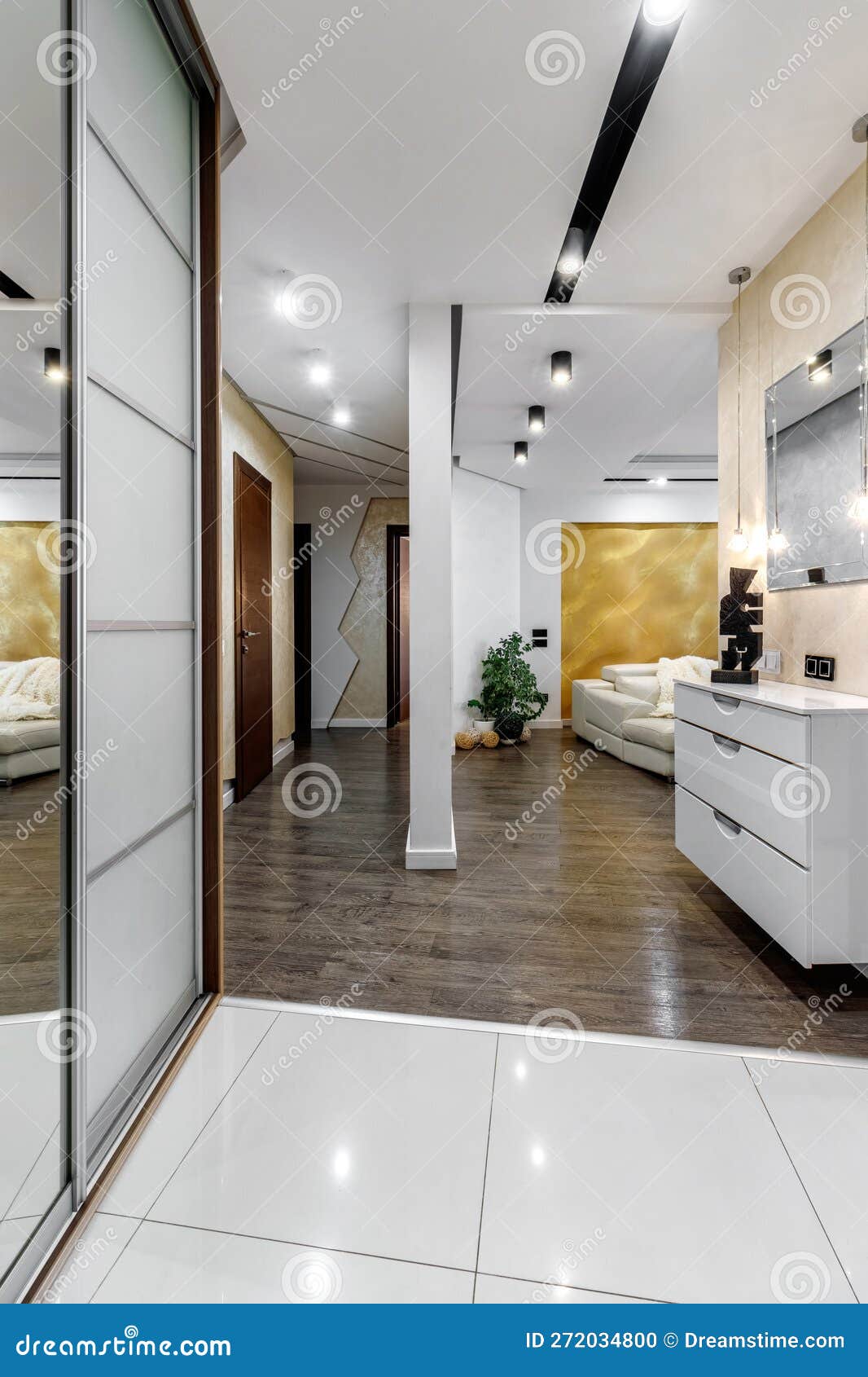 View of the Living Room and Corridor in the Modern Apartment from the ...