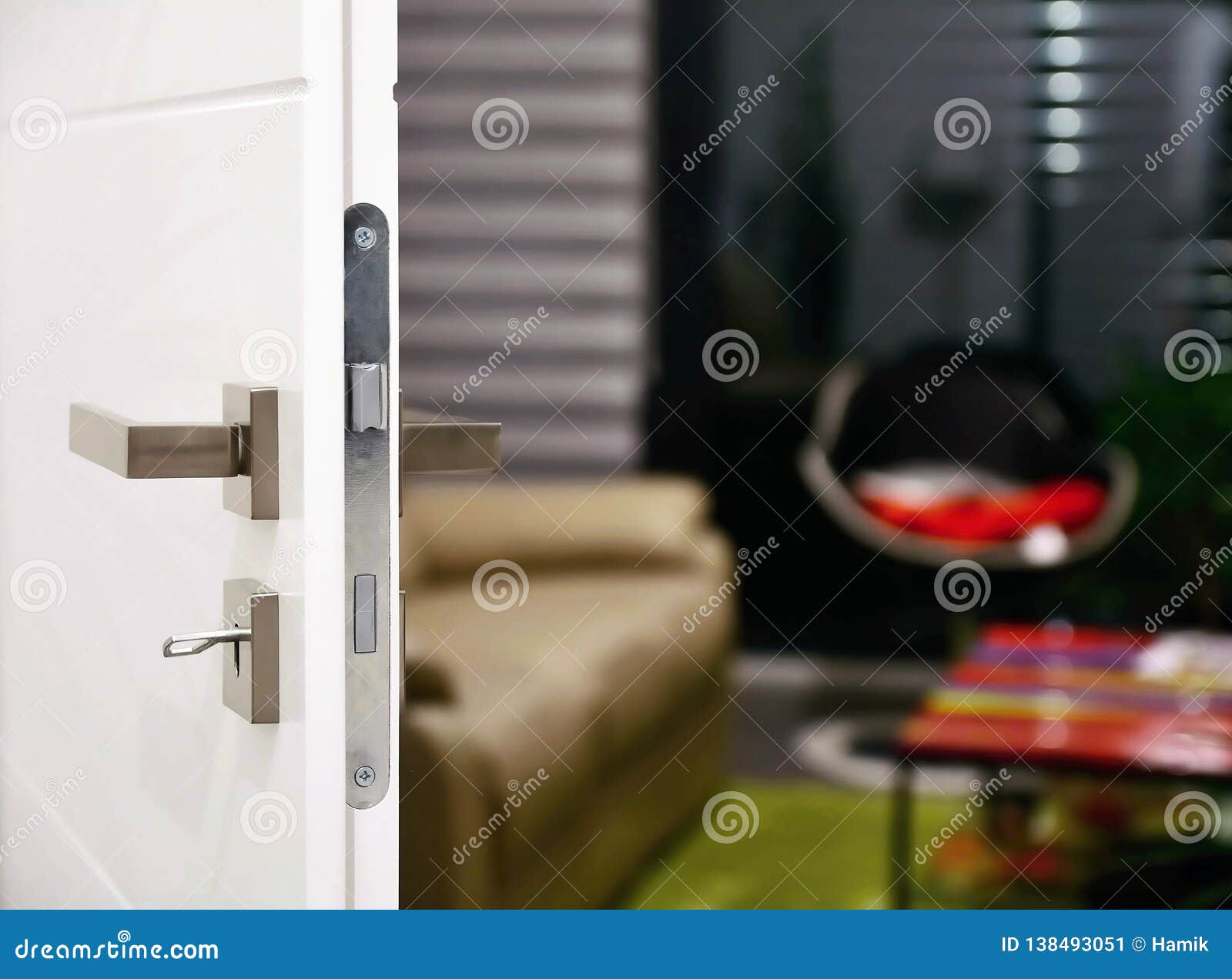 View into Living Room through Door Stock Image - Image of cozy, metal ...