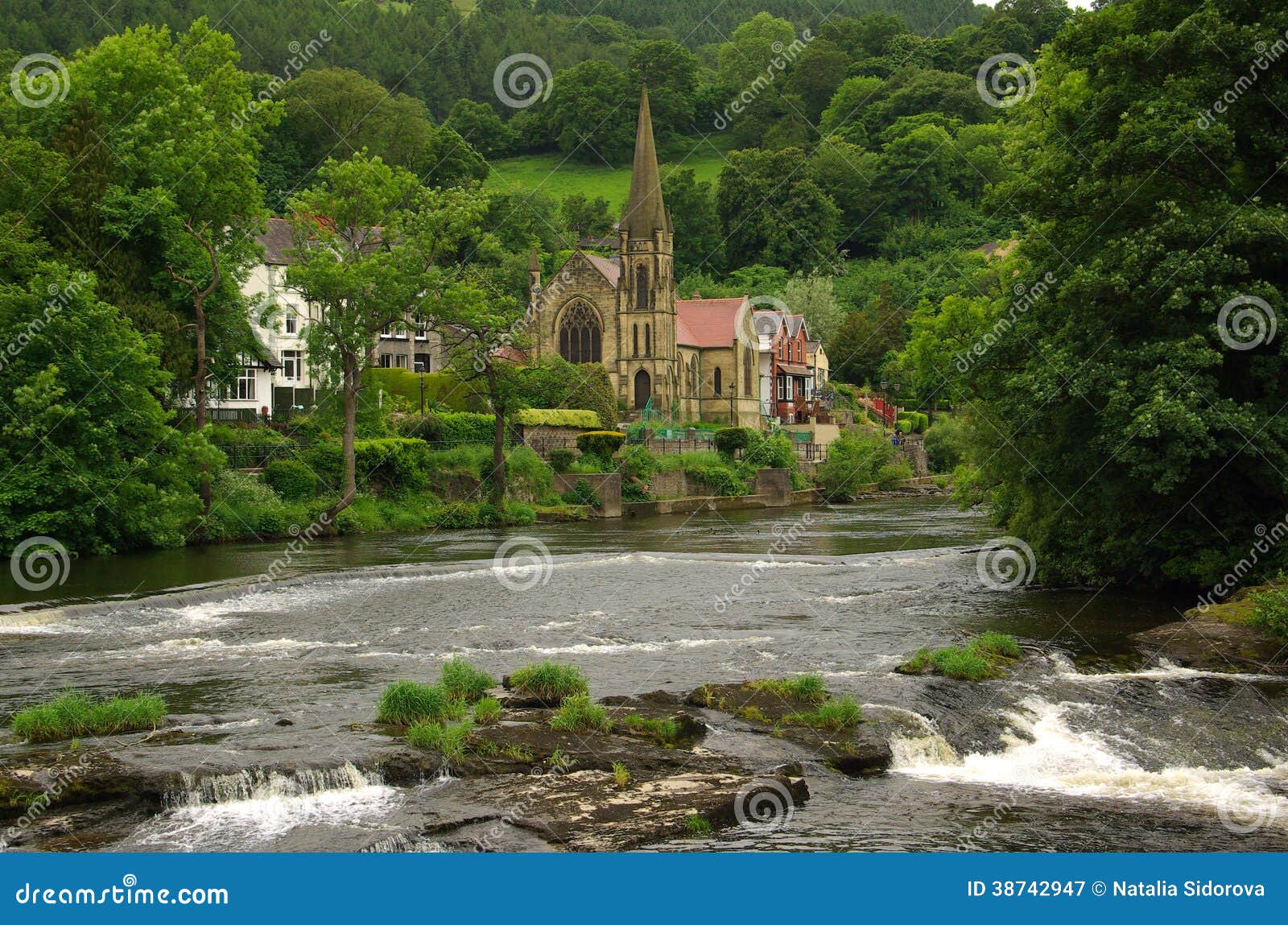 View of Llangollen, UK stock image. Image of llangollen - 38742947
