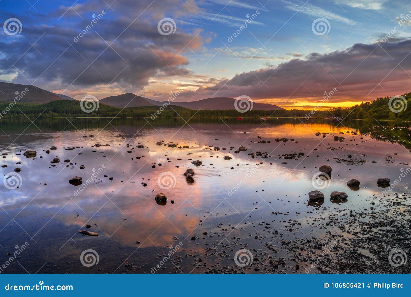 View of Loch Morlich stock image. Image of landscape - 106805421