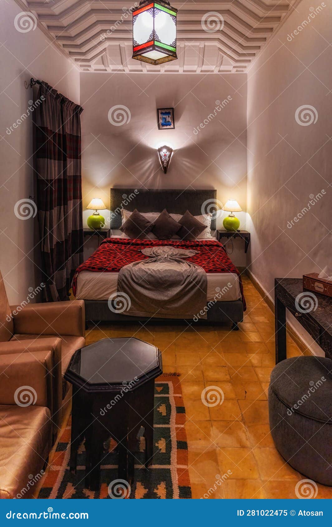 View of Loft Bedroom at Private Riad in Marrakech Stock Image - Image ...