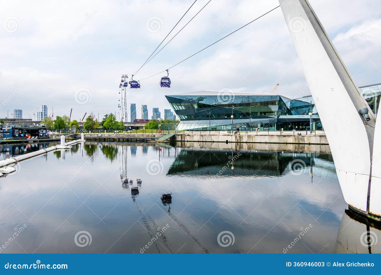View of the London Cable Car Over the River Thames Stock Image - Image ...