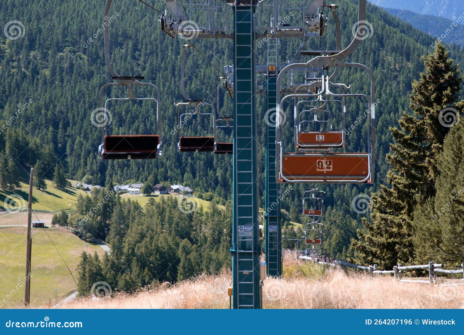 View of a Long Ropeway on a Sunny Summer Day Stock Photo - Image of ...