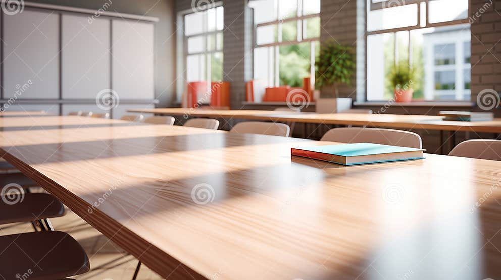 View of the Long Table in the Classroom in the Sunlight Stock Image ...