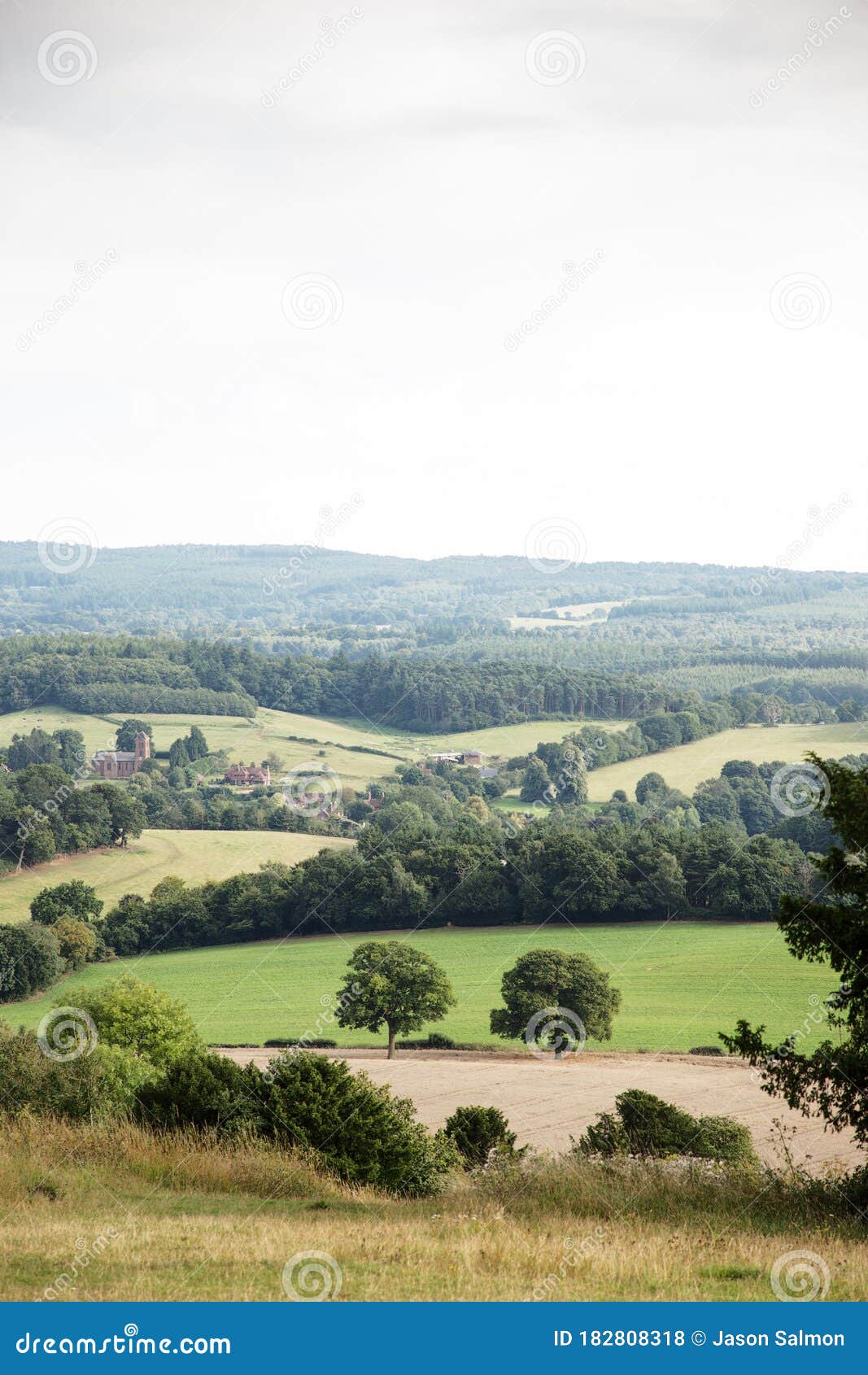 View Looking Across the Valley Stock Photo - Image of europe, clouds ...