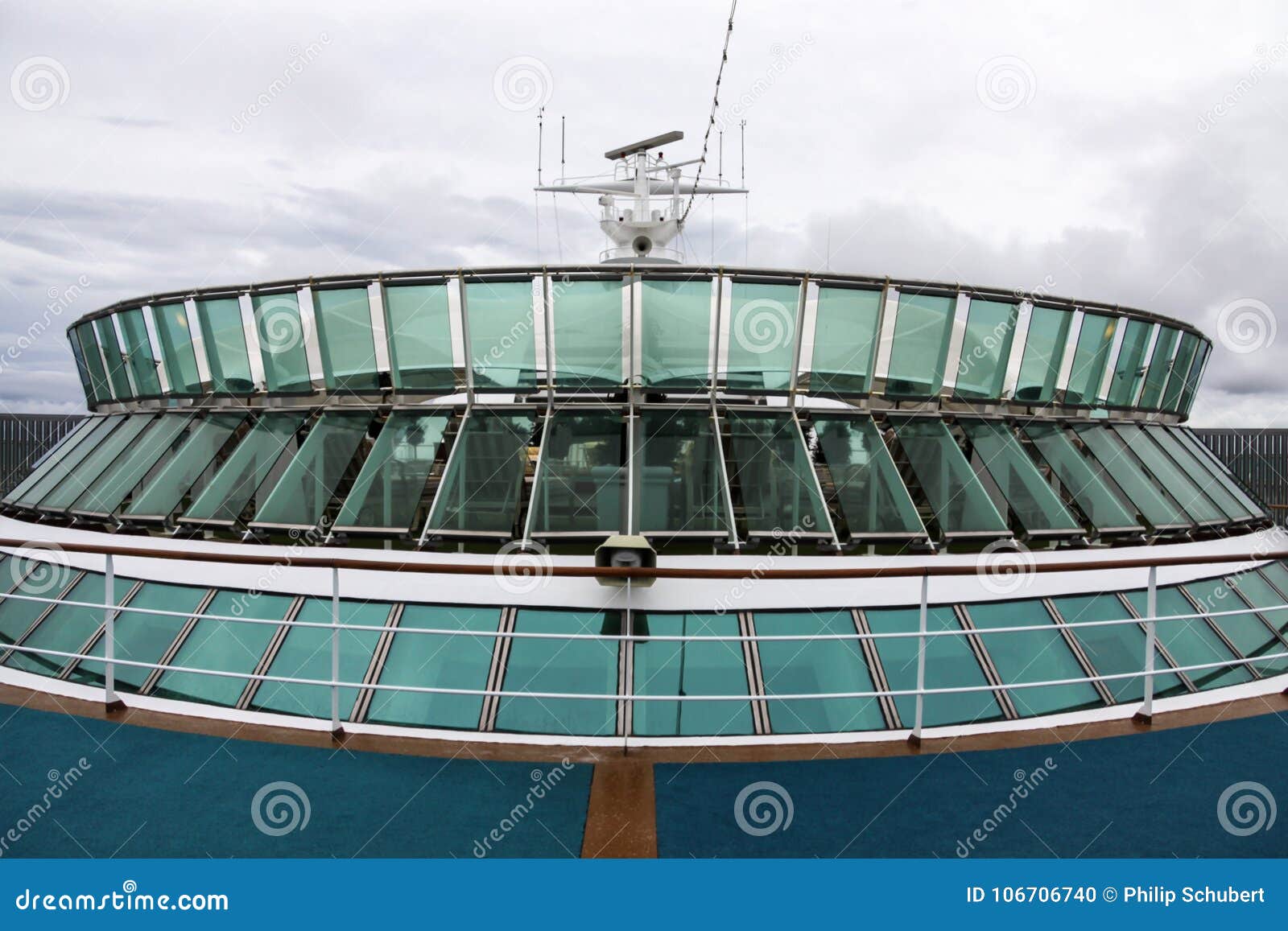 View Looking Aft Showing Observation Decks of a Cruise Ship. Stock ...