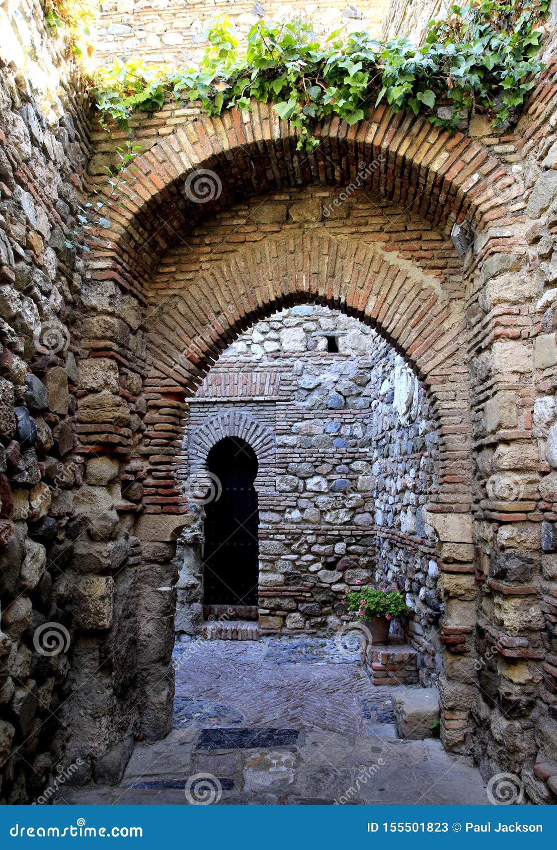 Ancient Brick Arch-ways in Malaga, Spain Stock Image - Image of bricks ...