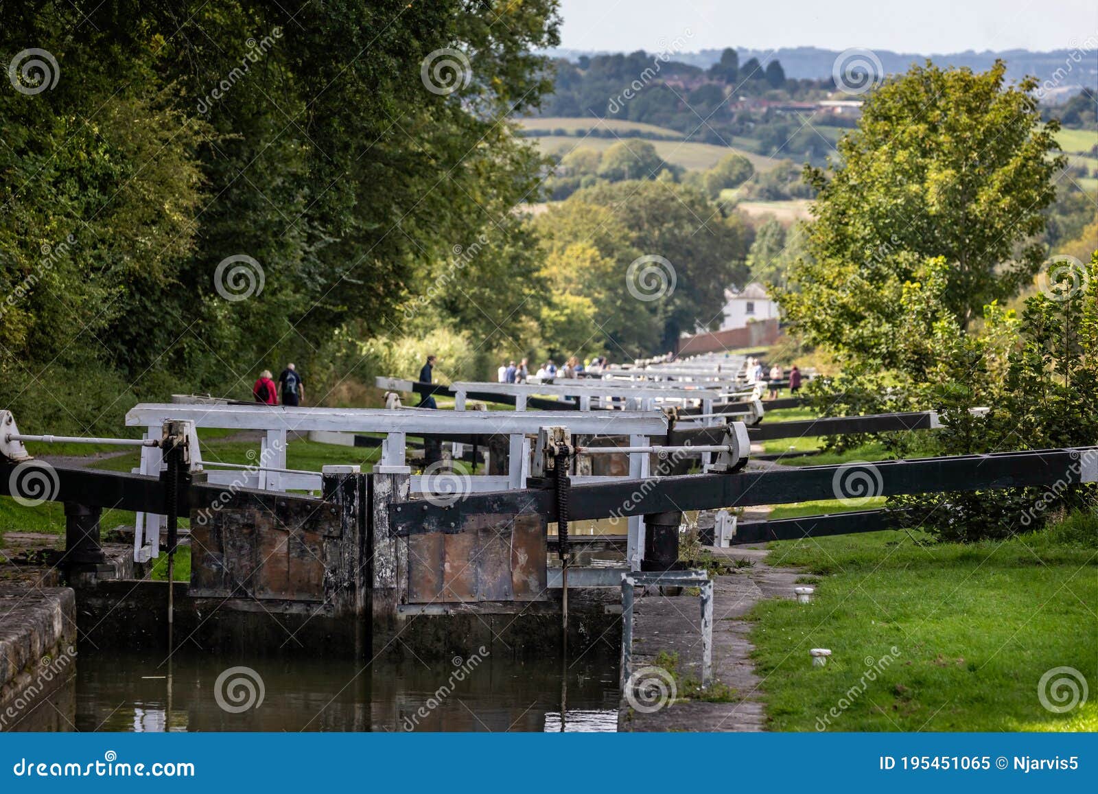 View Looking Down the Flight of Caen Hill Locks on the Kennet and Avon ...