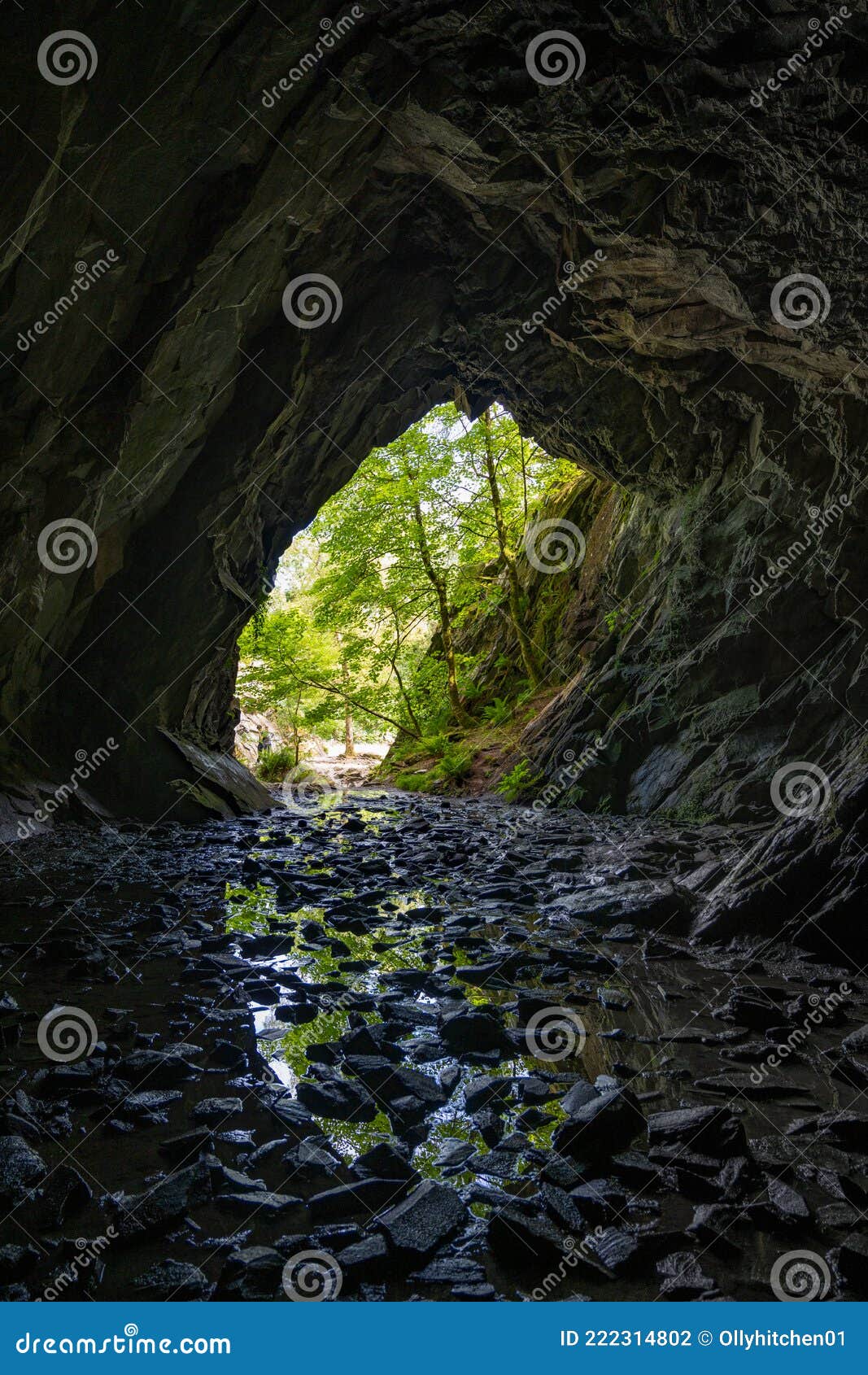 A View Looking Out from Inside a Cave at Rydal in the English Lake ...