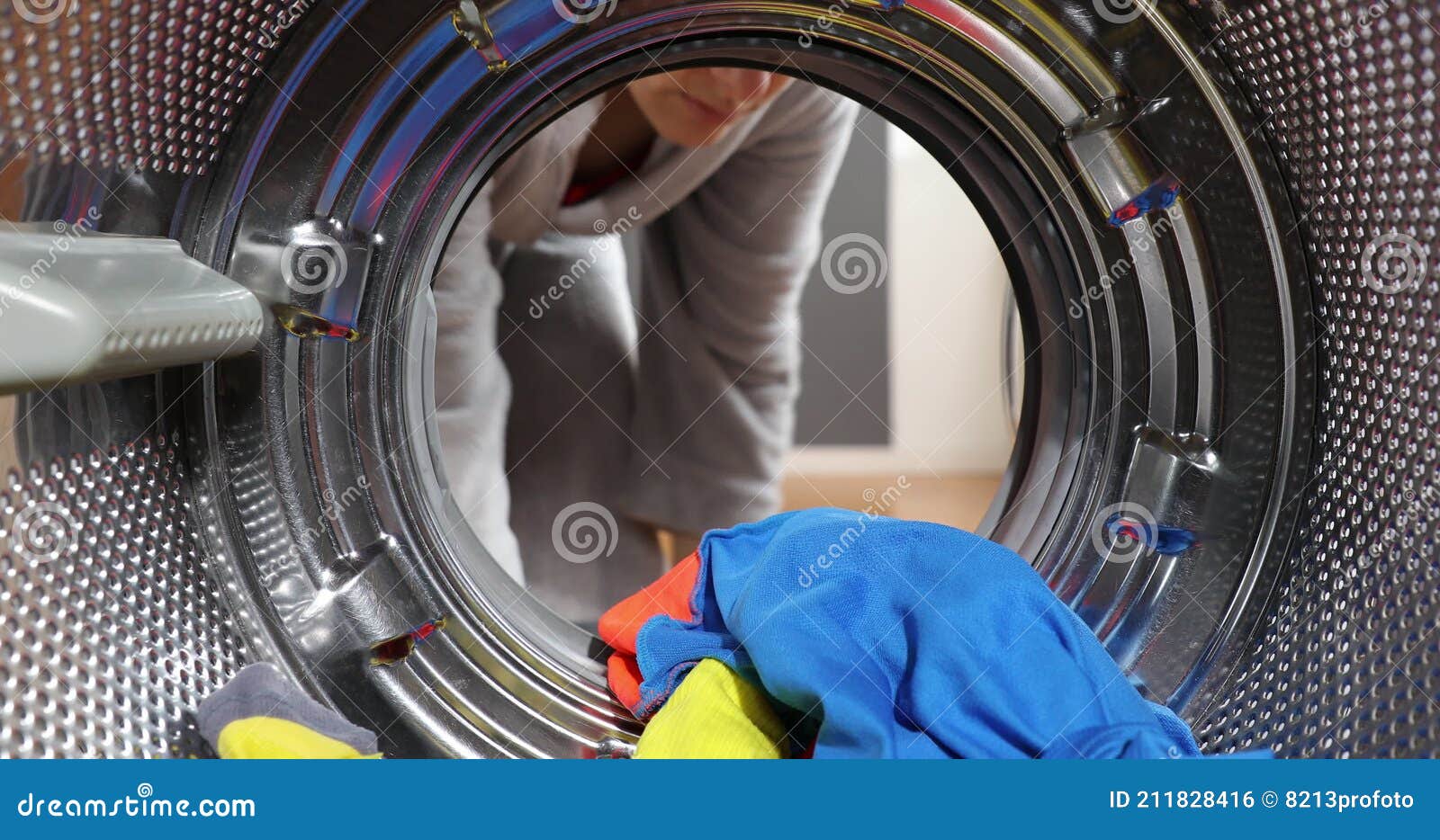 View Looking Out from Inside Washing Machine Filled with Laundry ...