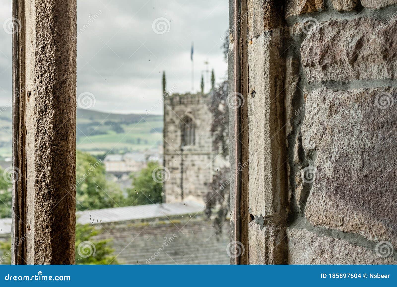 View Looking Out of a Medieval, Stonework Window To a Distant Tower ...