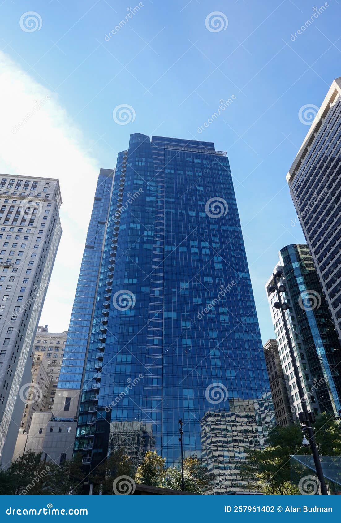 View Looking Up at a Tall Glass Skyscraper Stock Photo - Image of ...