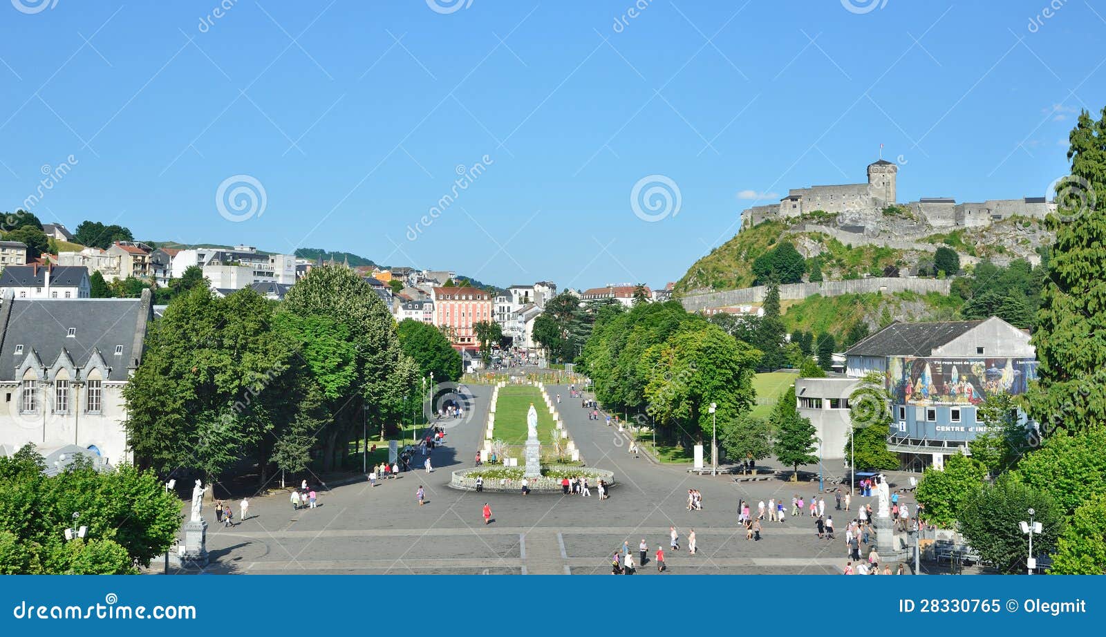 View of Lourdes with the Rosary Square Stock Image - Image of ...