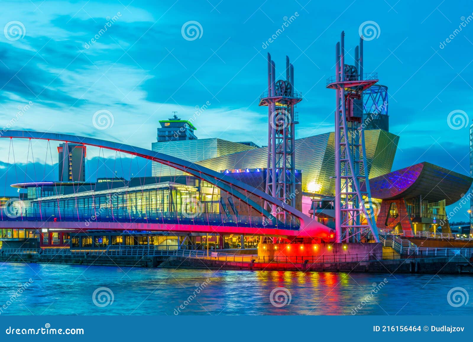 View of the Lowry Theater in Manchester during Sunset, England ...