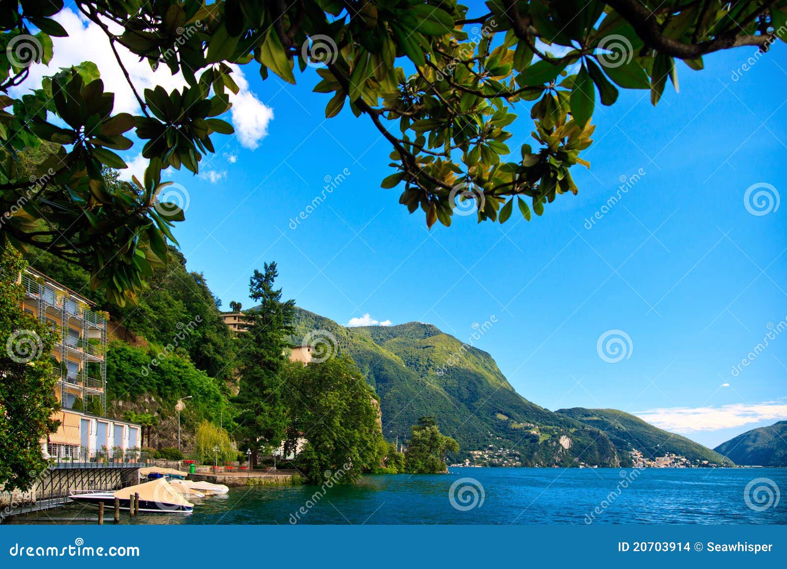 View of Lugano lake stock photo. Image of sapphire, emerald - 20703914