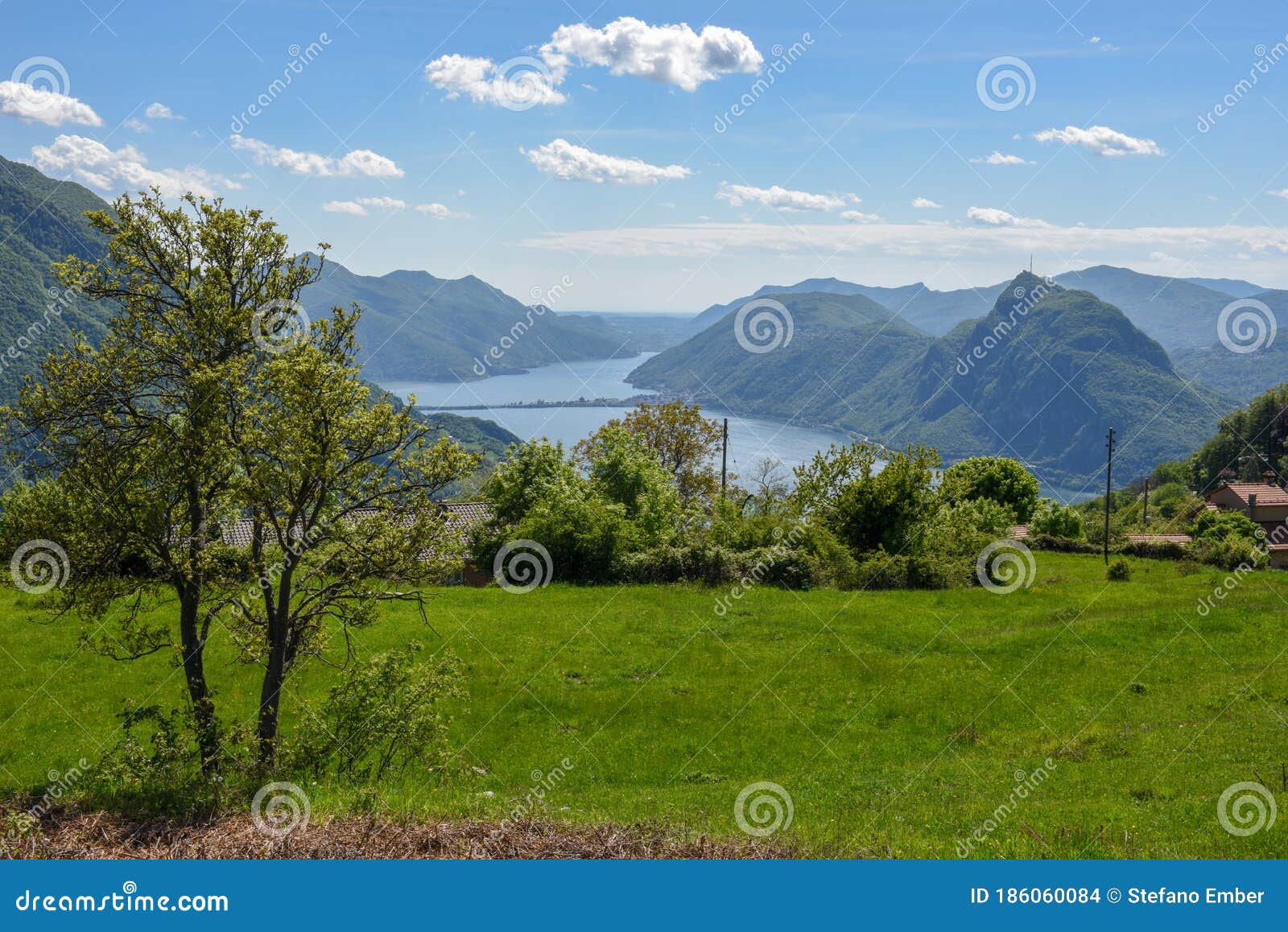 View at Lugano from Mount Bre in Switzerland Stock Photo - Image of ...