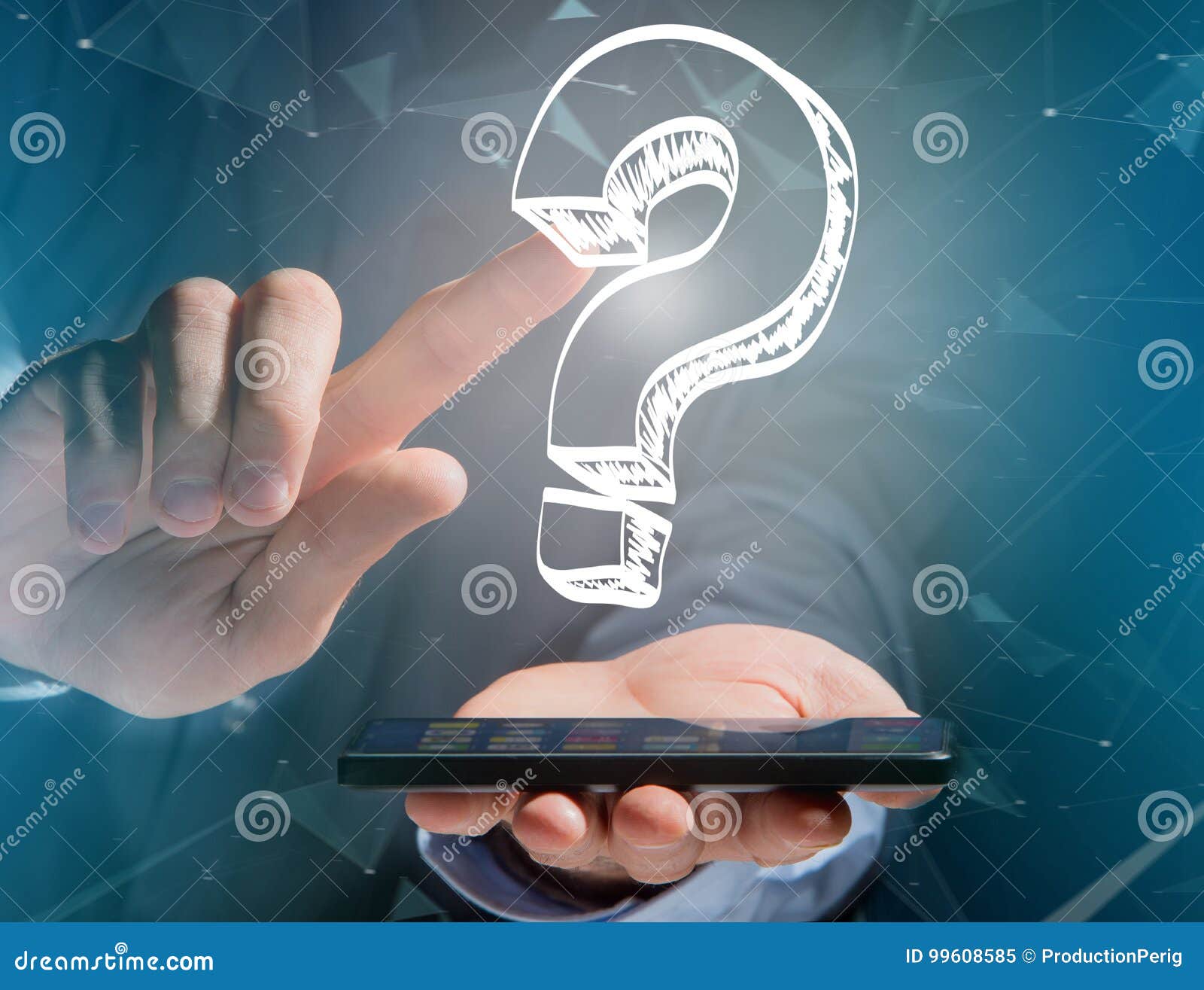 Luminous Question Mark Displayed on a Futuristic Interface - Inn Stock ...