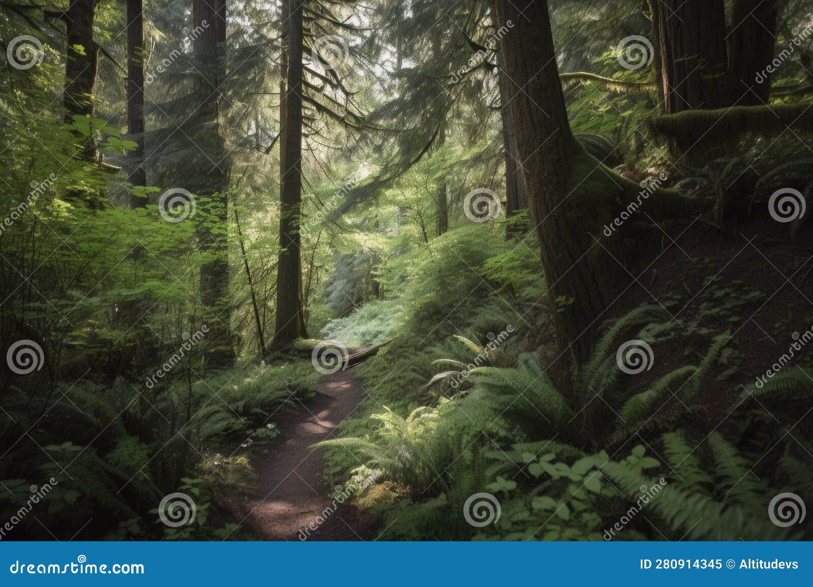 View of Lush Forest, with Hiking Trail Visible through the Trees Stock ...