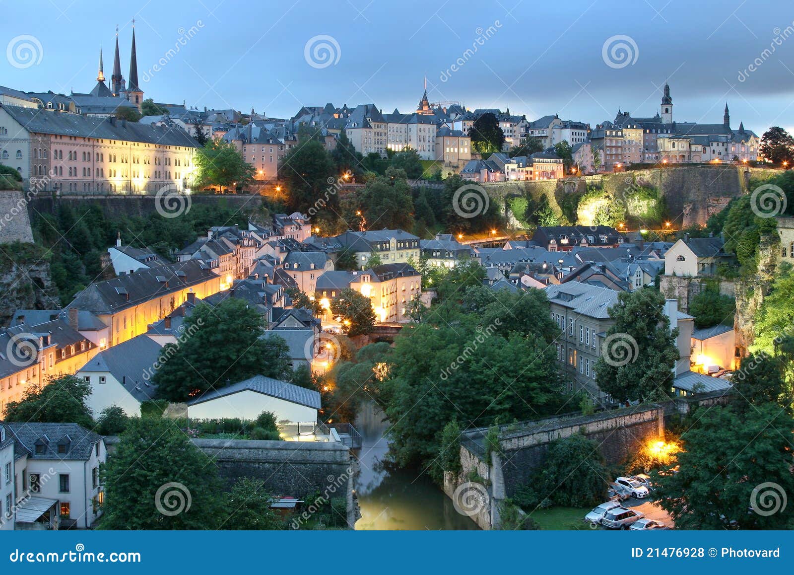 View of Luxembourg City Historic Center Stock Photo - Image of house ...