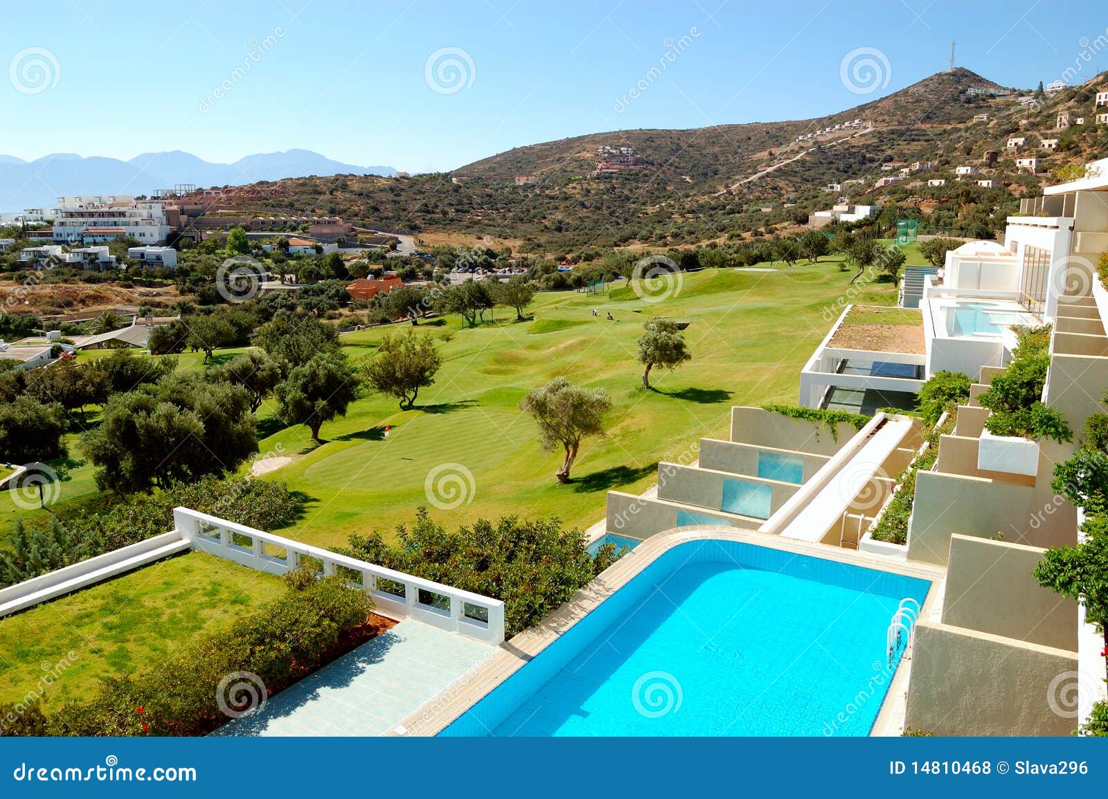 View from Luxury Hotel on Golf Field Stock Photo - Image of design ...