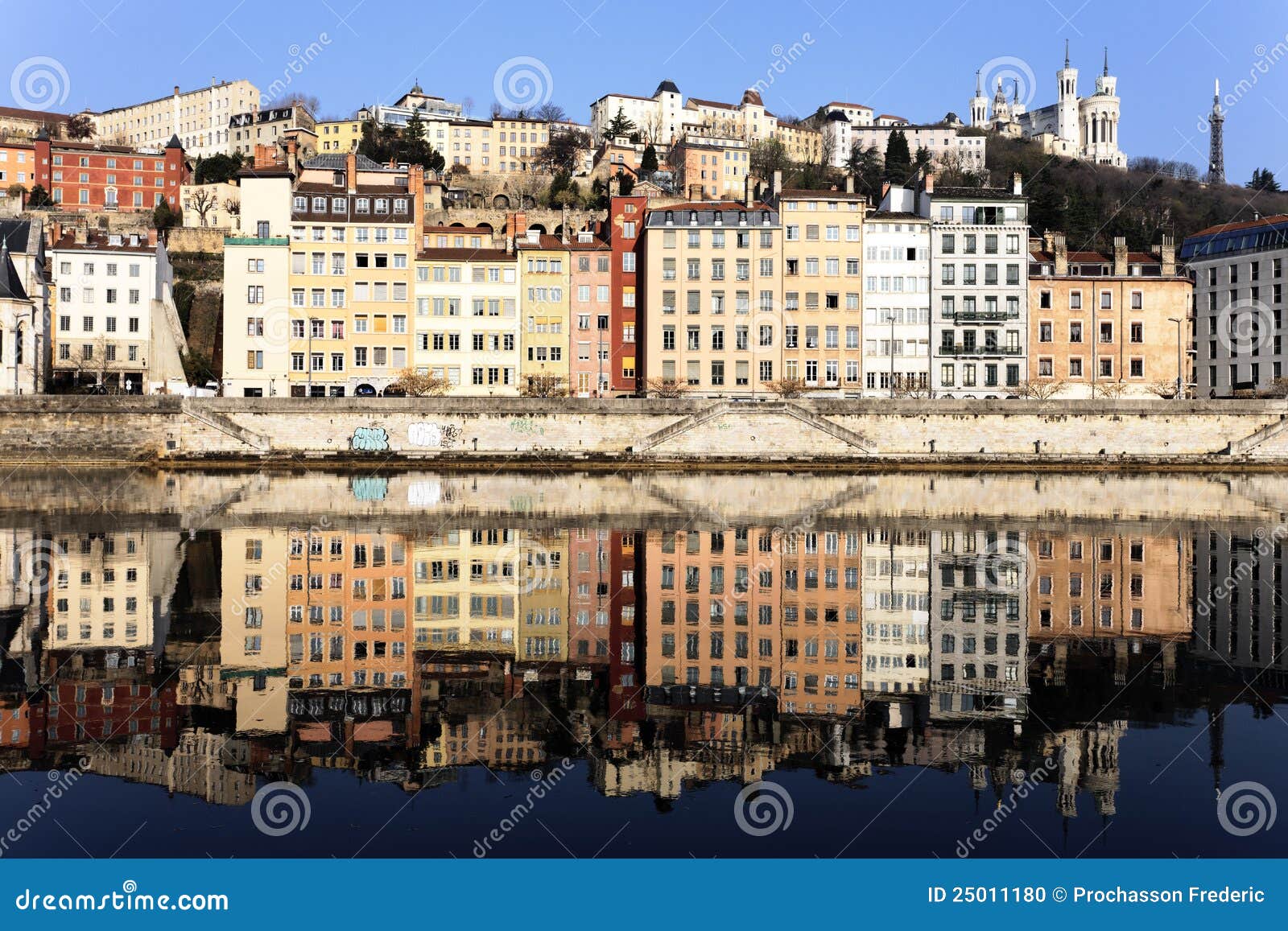 View of Lyon and Saone River Stock Photo - Image of city, idyllic: 25011180