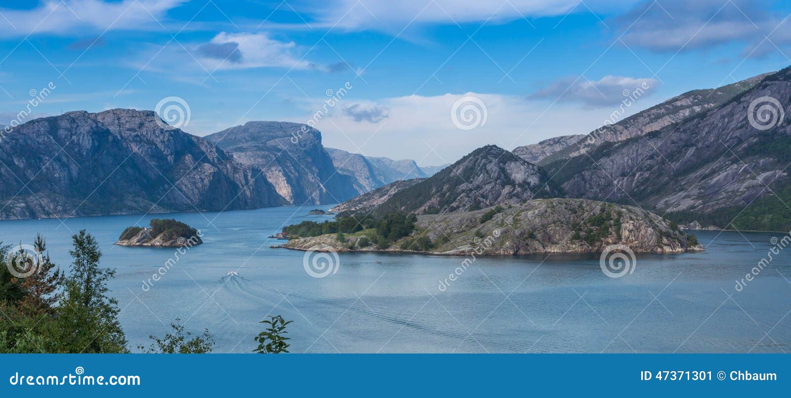 View On Lysefjord Fjord From The Pathway Preikestolen, Norway Stock ...
