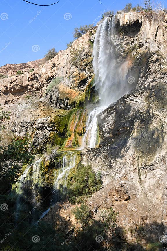 View at Ma in Thermal Spring Waterfall in Jordan Stock Image - Image of ...