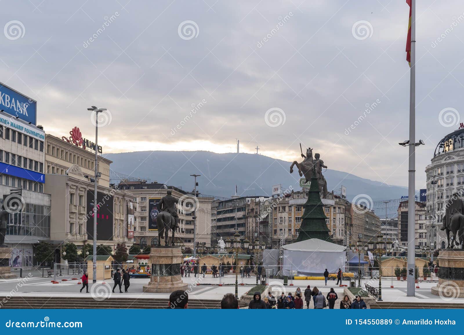 View of Macedonia Square editorial stock image. Image of europe - 154550889