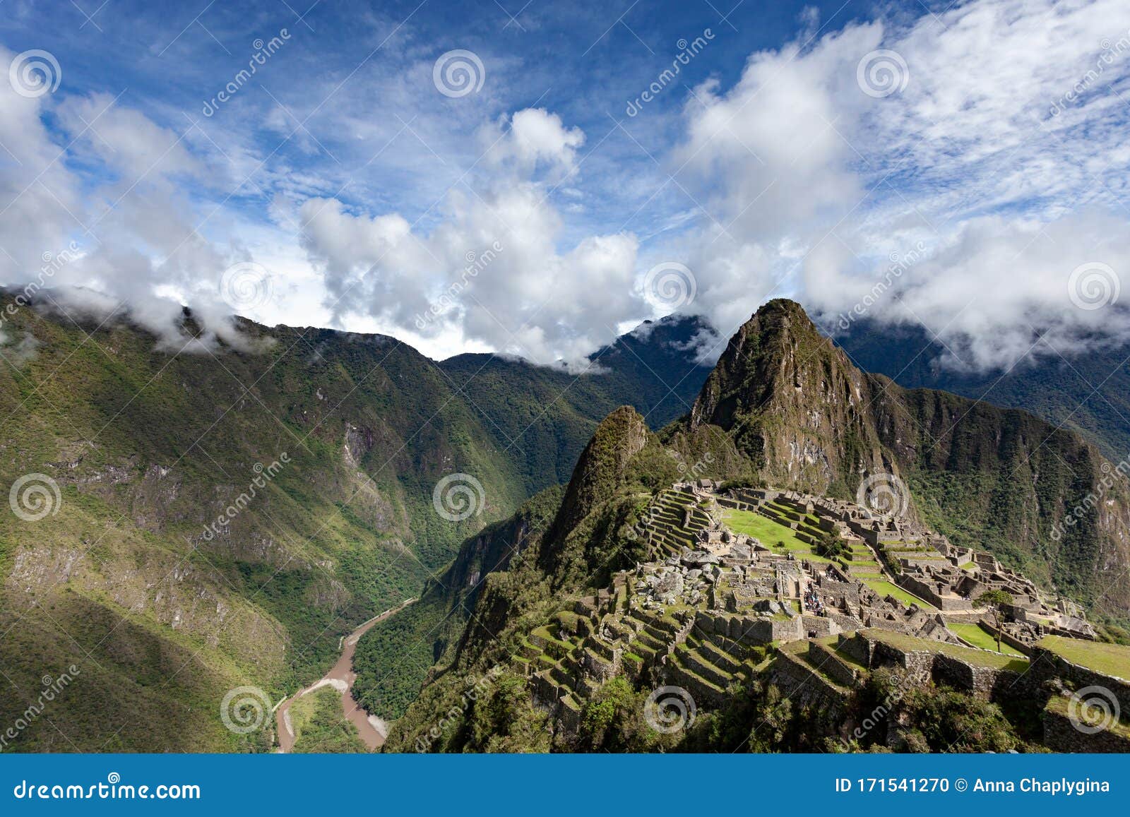 View of Machu Picchu, Classic View, Urubamba River, Peru. Stock Photo ...
