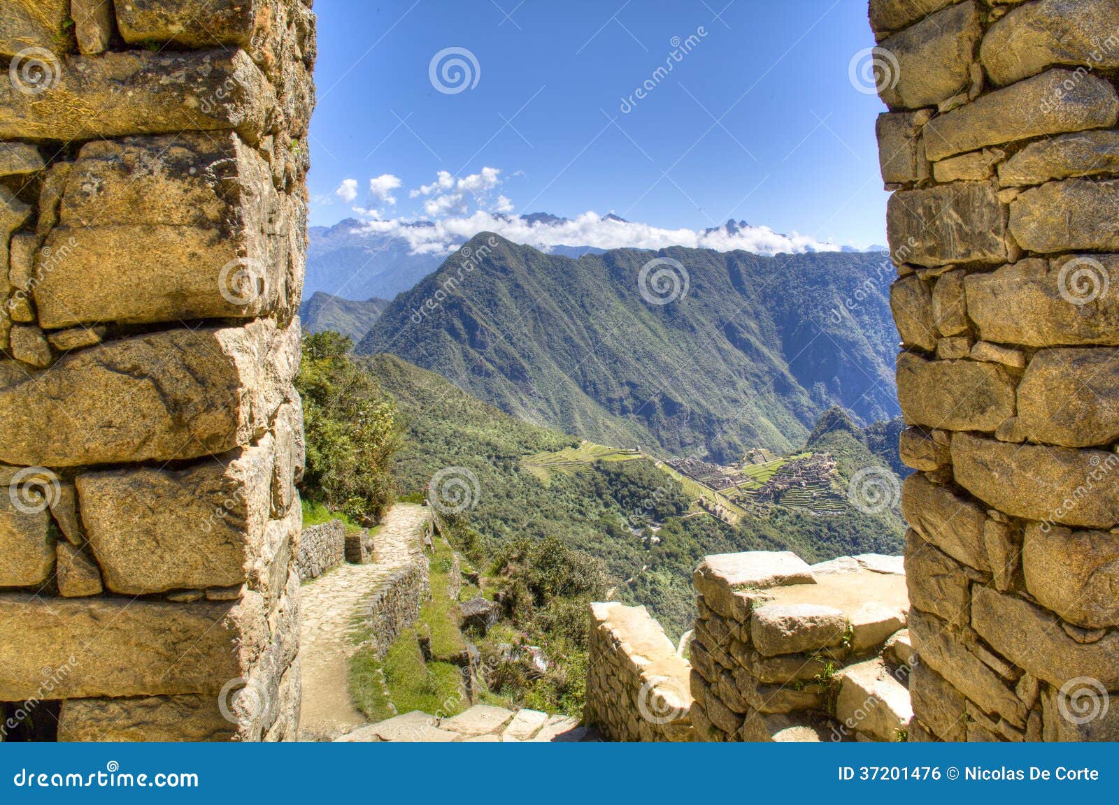 View on Machu Picchu from the Sun Gate Stock Photo - Image of city ...