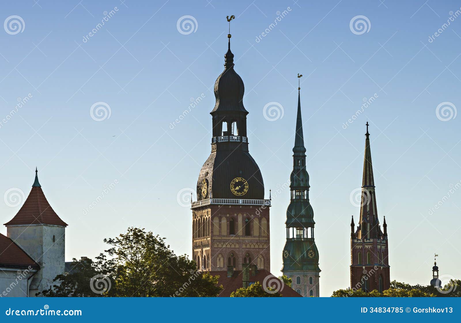 View on Main Churches of Old Riga Stock Image - Image of church ...