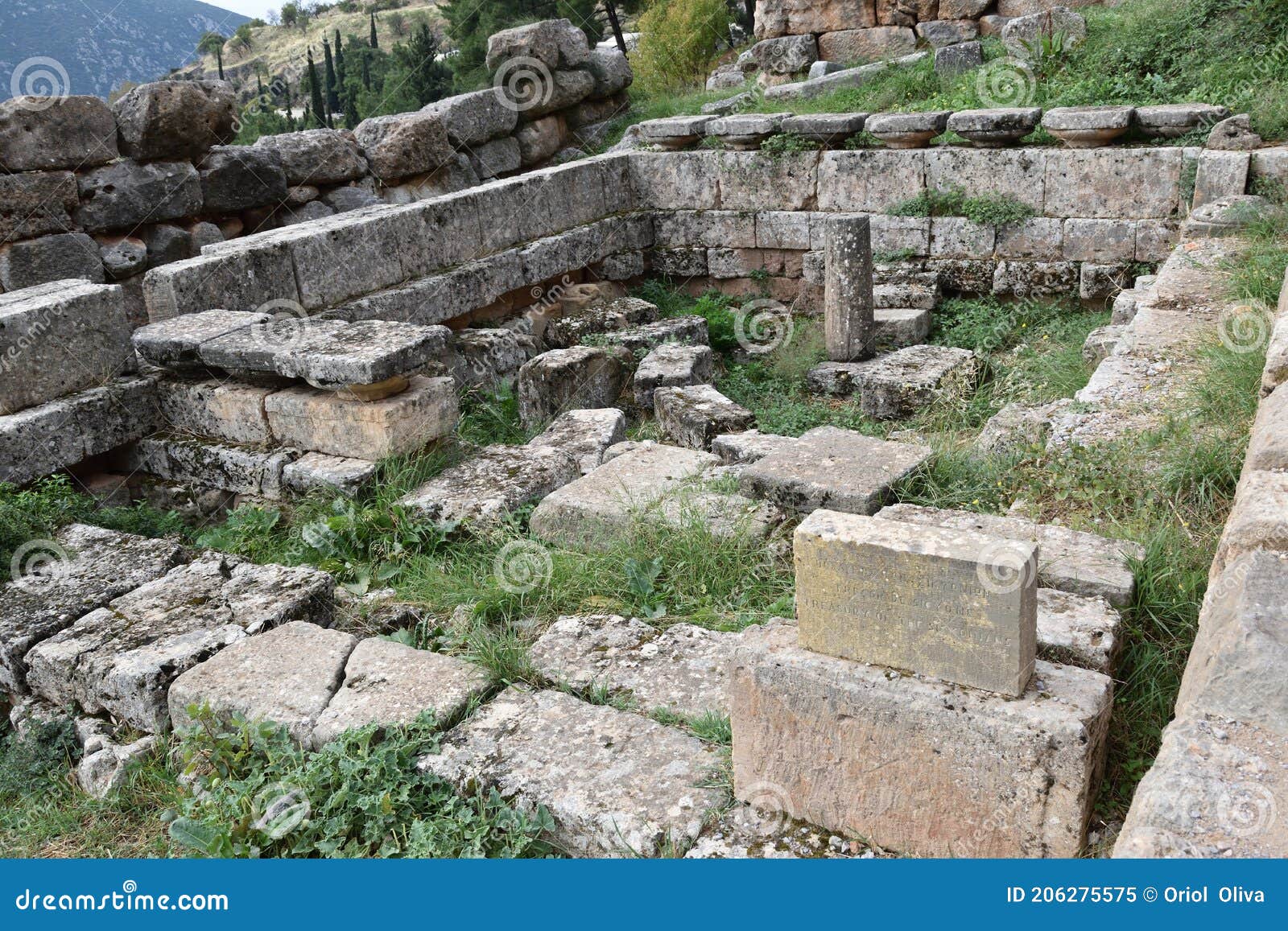 View of the Main Monuments of Greece. Ruins of Ancient Delphi. Oracle ...