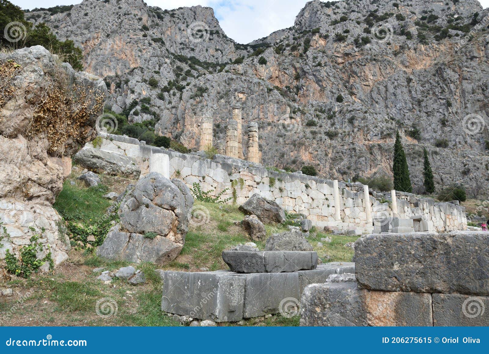 View of the Main Monuments of Greece. Ruins of Ancient Delphi. Oracle ...
