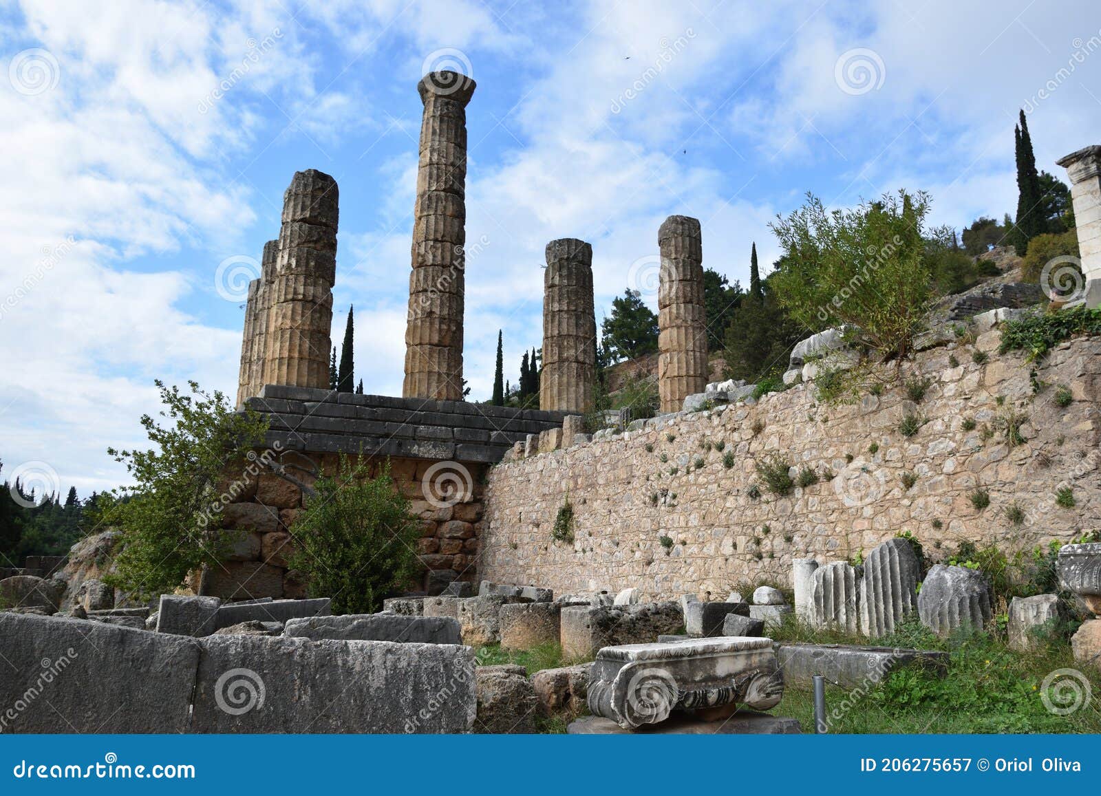 View of the Main Monuments of Greece. Ruins of Ancient Delphi. Oracle ...
