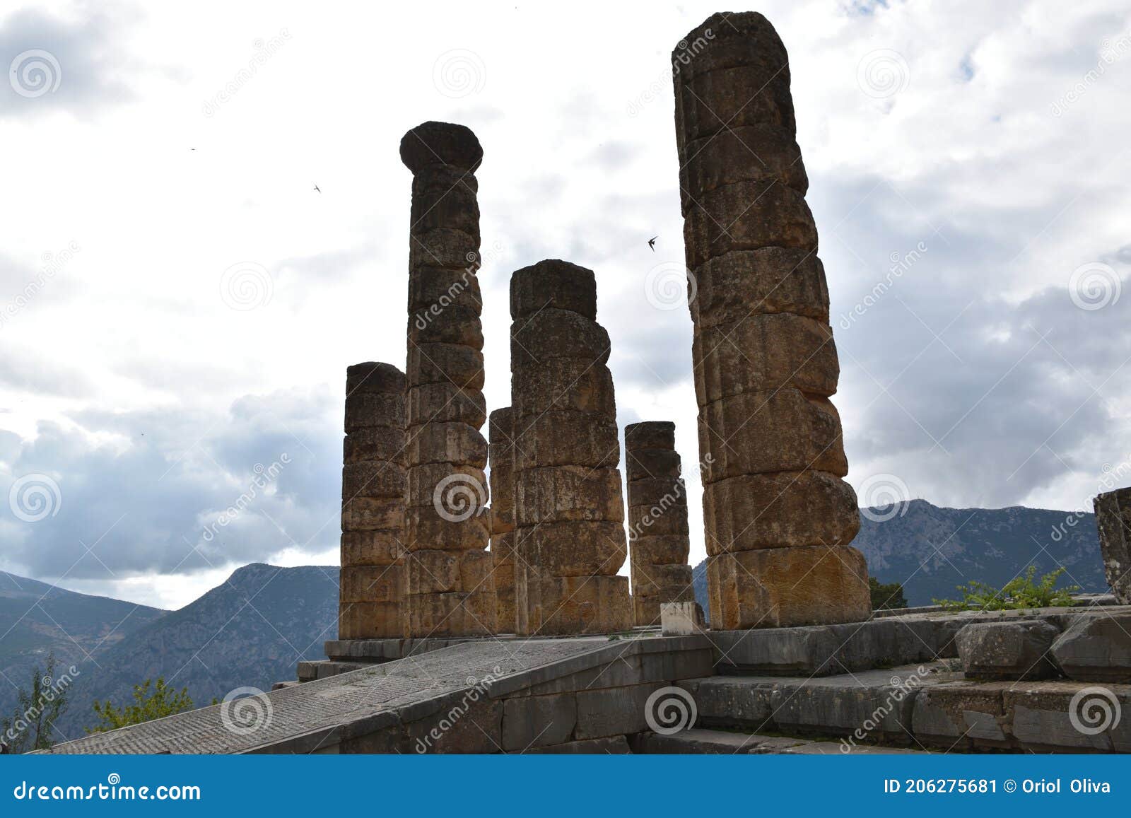 View of the Main Monuments of Greece. Ruins of Ancient Delphi. Oracle ...