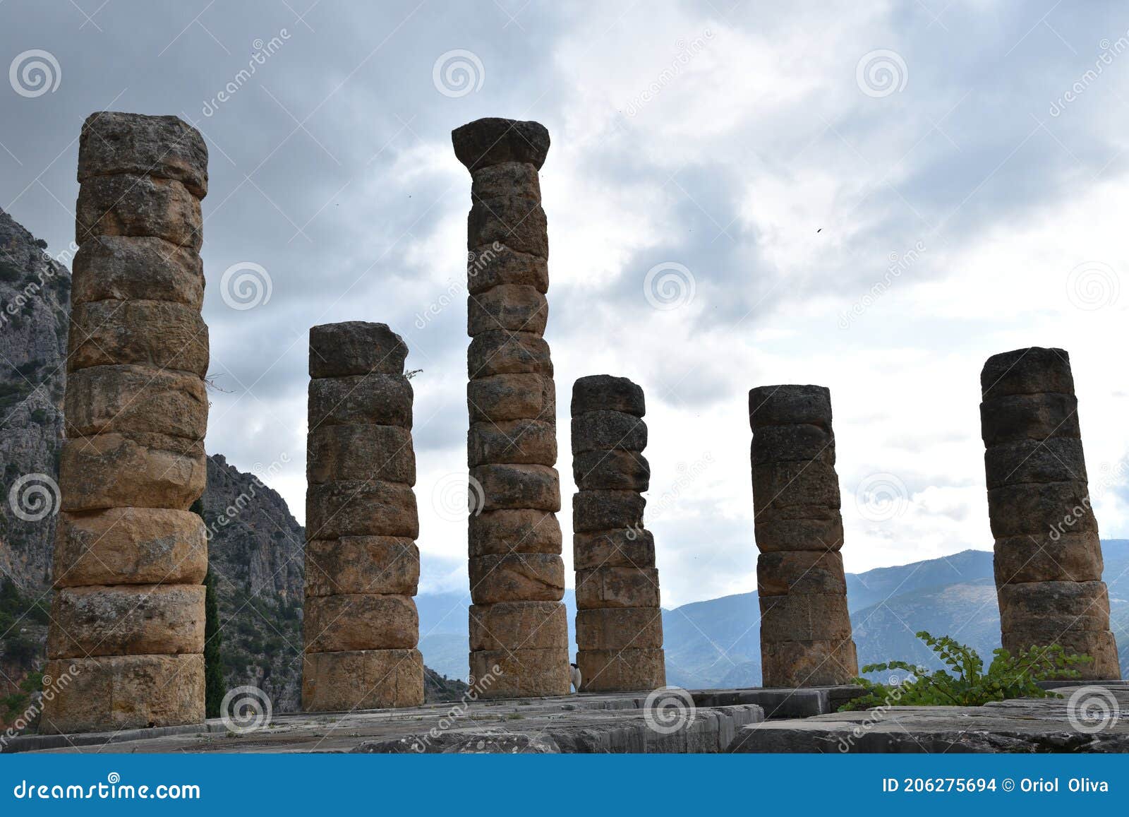 View of the Main Monuments of Greece. Ruins of Ancient Delphi. Oracle ...