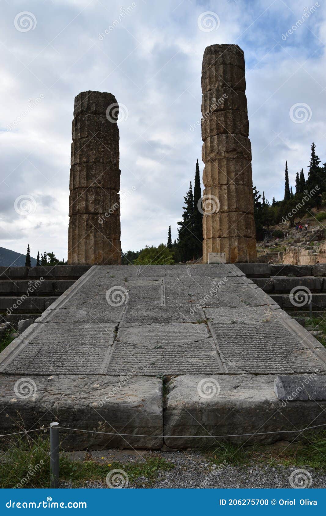 View of the Main Monuments of Greece. Ruins of Ancient Delphi. Oracle ...