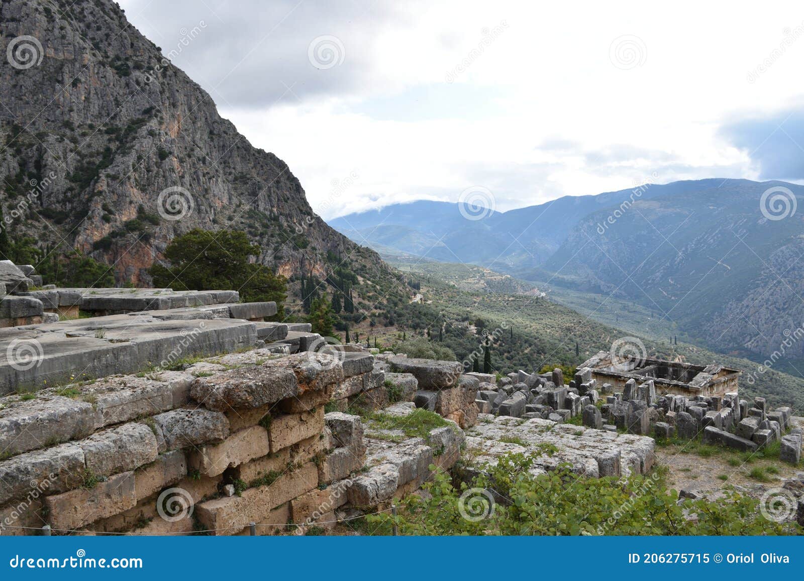 View of the Main Monuments of Greece. Ruins of Ancient Delphi. Oracle ...