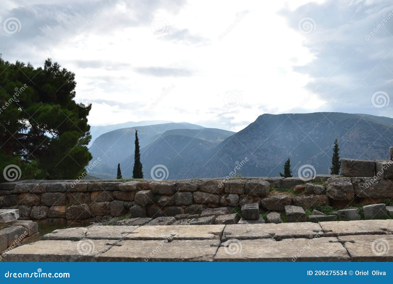 View of the Main Monuments of Greece. Ruins of Ancient Delphi. Oracle ...