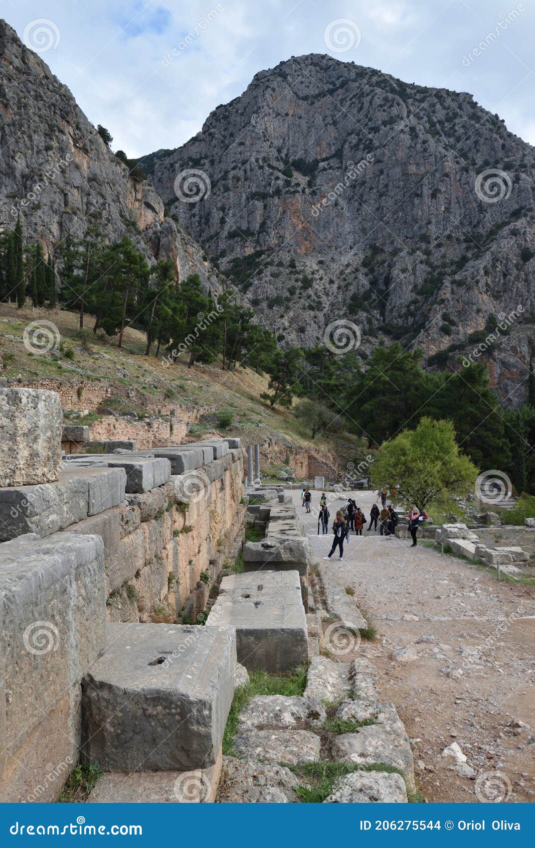 View of the Main Monuments of Greece. Ruins of Ancient Delphi. Oracle ...
