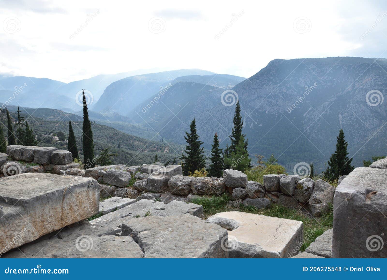 View of the Main Monuments of Greece. Ruins of Ancient Delphi. Oracle ...