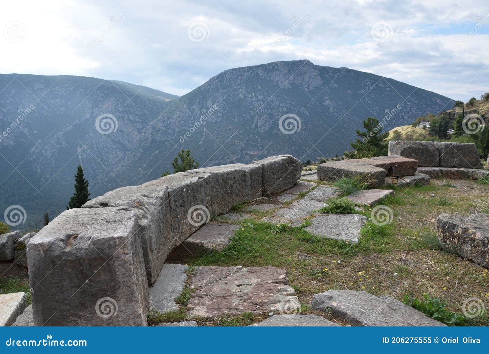 View of the Main Monuments of Greece. Ruins of Ancient Delphi. Oracle ...