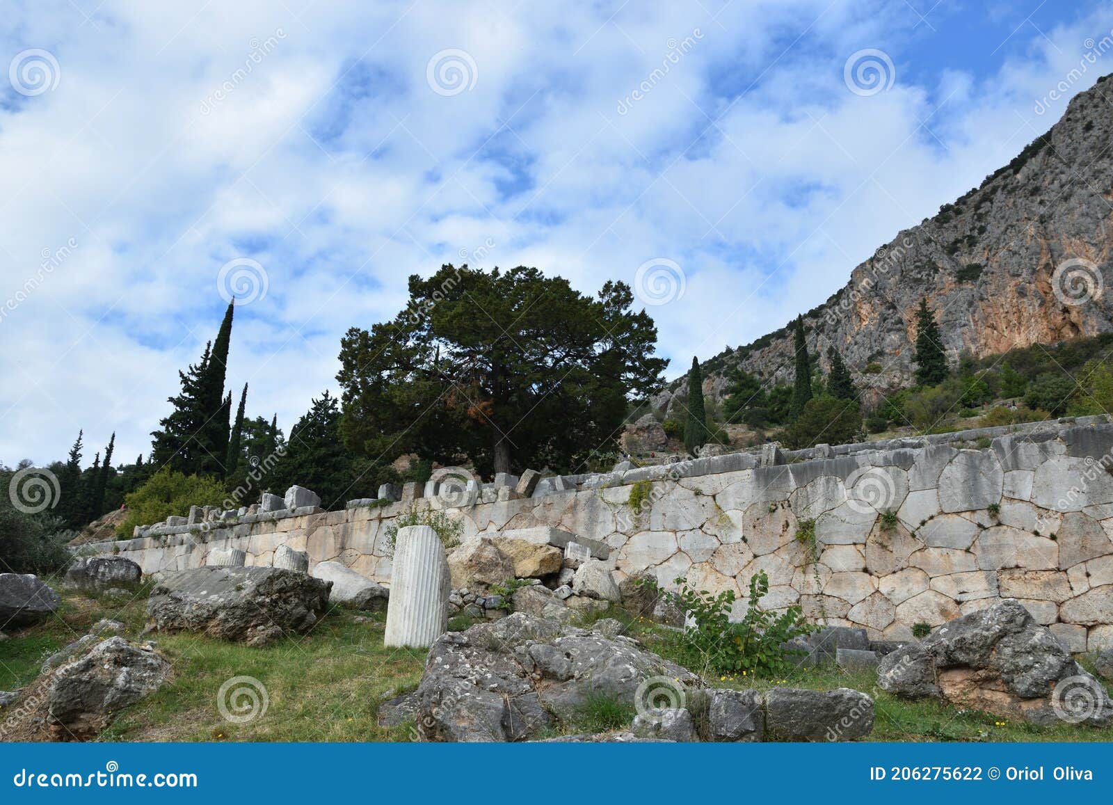 View of the Main Monuments of Greece. Ruins of Ancient Delphi. Oracle ...