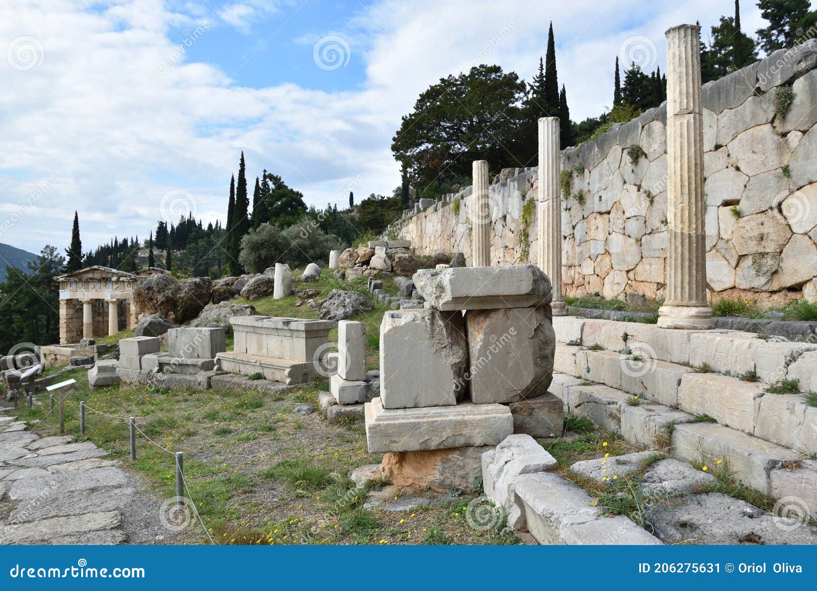 View of the Main Monuments of Greece. Ruins of Ancient Delphi. Oracle ...