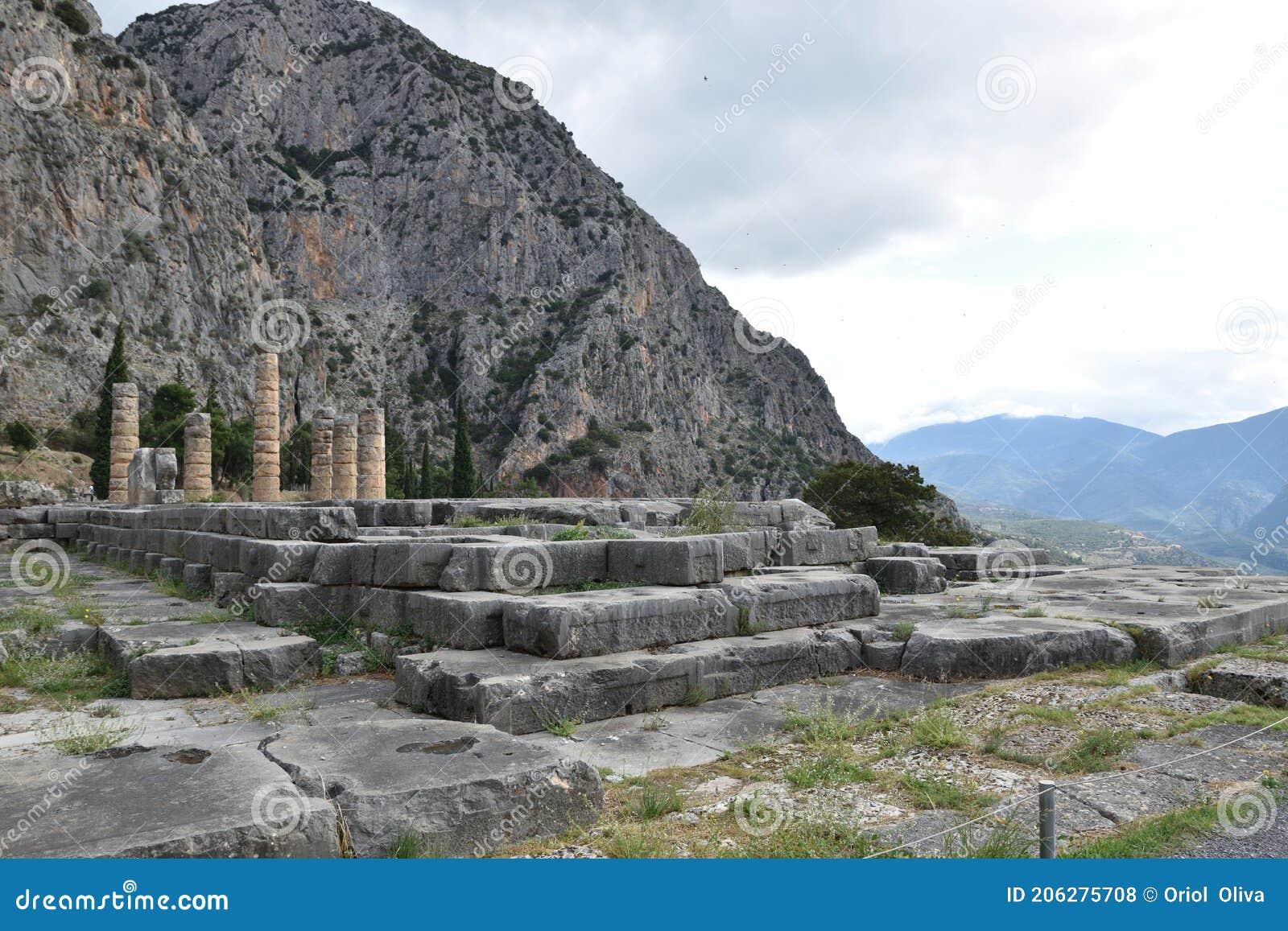 View of the Main Monuments of Greece. Ruins of Ancient Delphi. Oracle ...